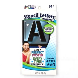 Clear Plastic Letter Stencils with Numbers, 3 Inch Alphabet Stencils, 60 Pc